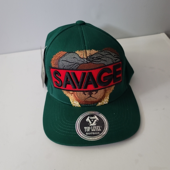 Top Level | Accessories | Top Level Snap Back Green Savage Bear ...